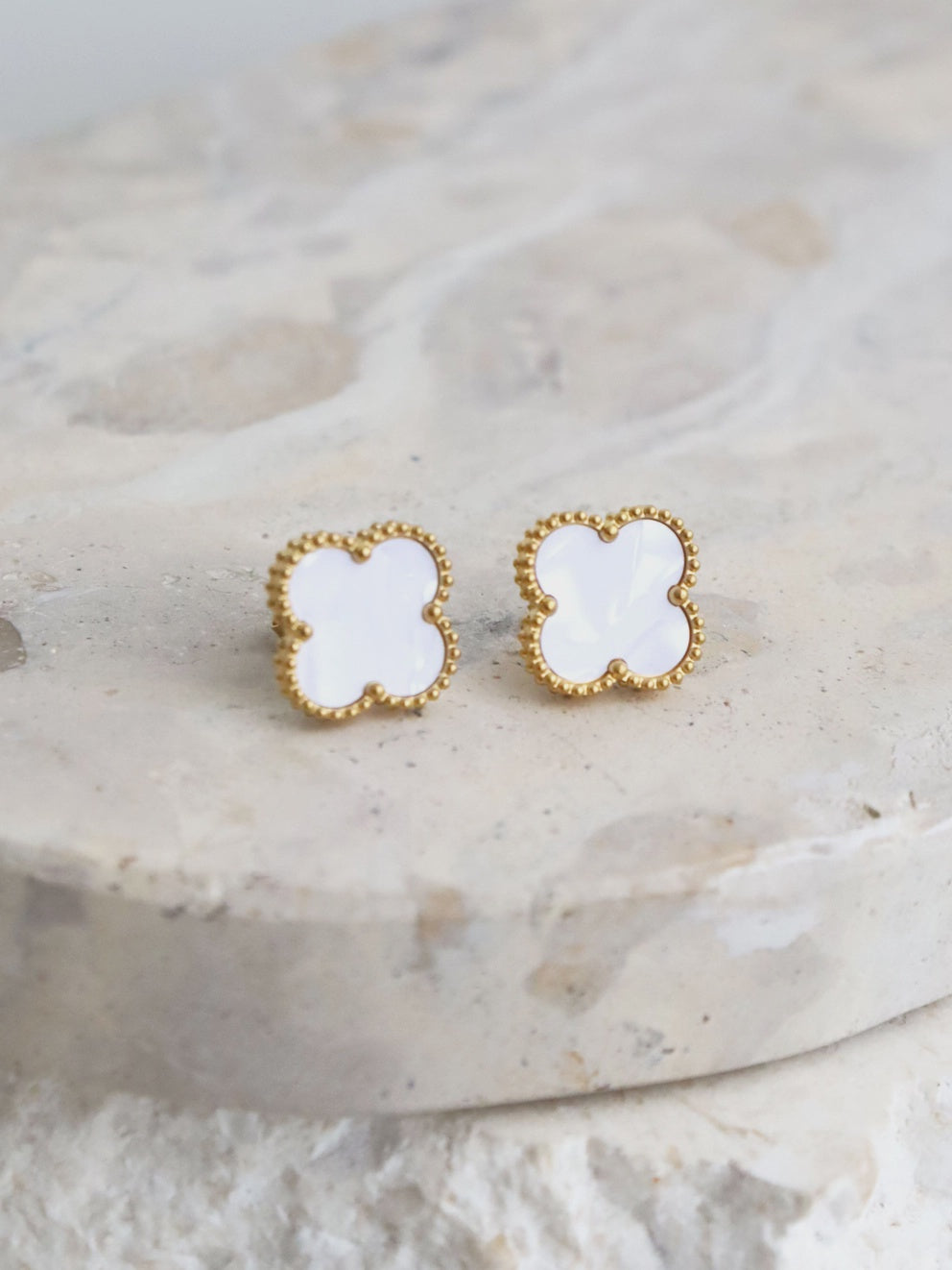 Charlotte Earrings in 18K Gold Plated in White – Fossick & Co