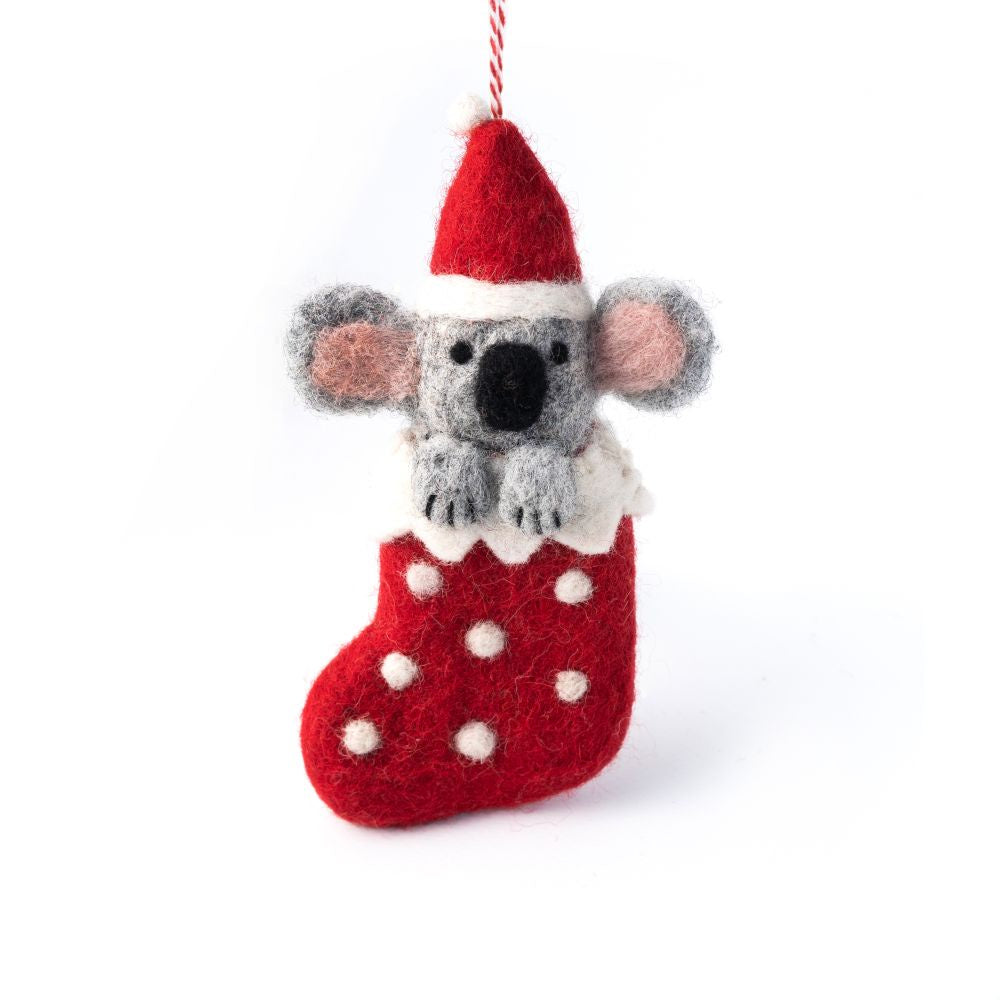 Koala Stocking Felt Hanging Christmas Decoration – Fossick & Co